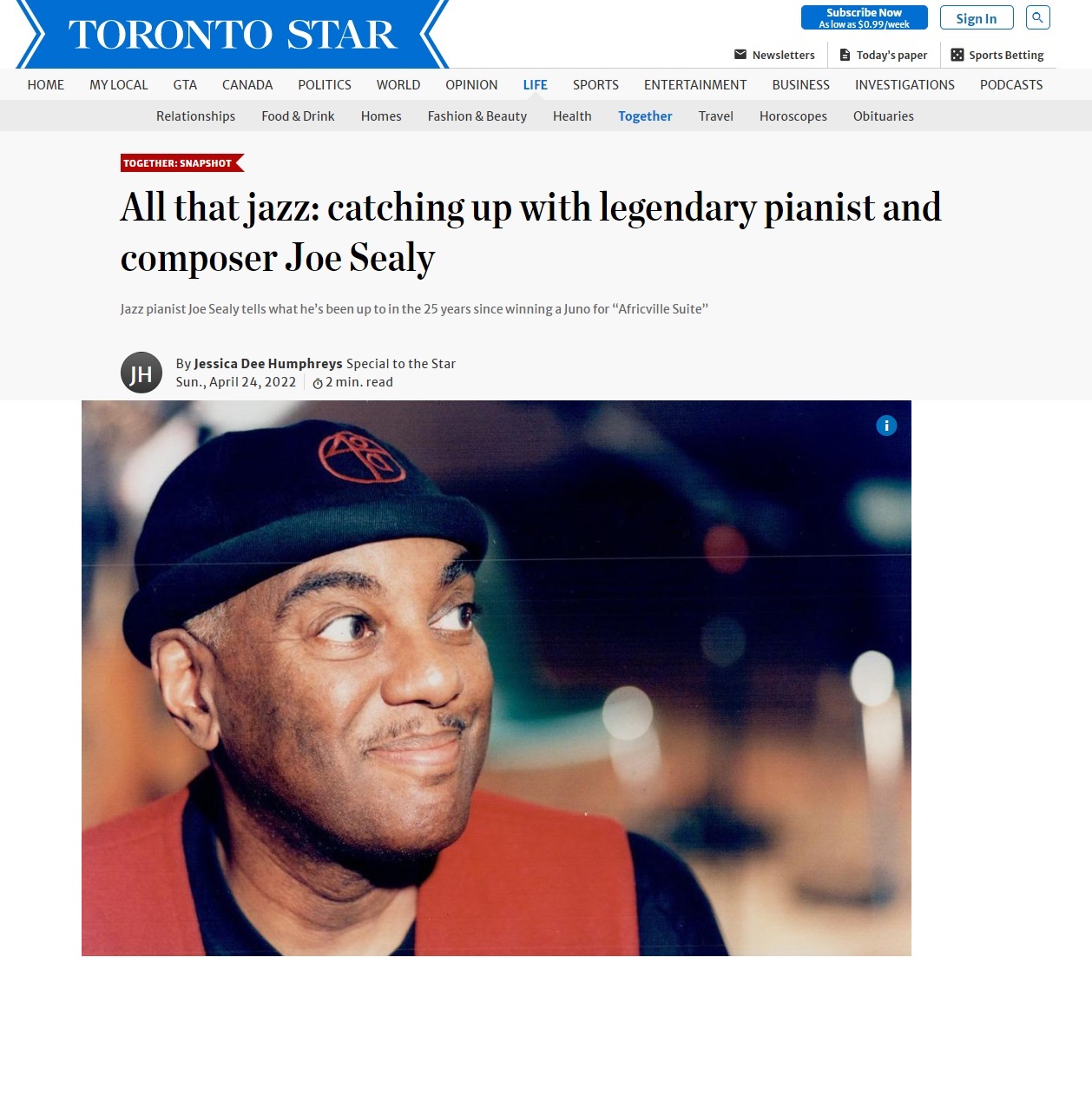 Toronto Star Talks with Joe Sealy 25 years after “Africville Suite ...